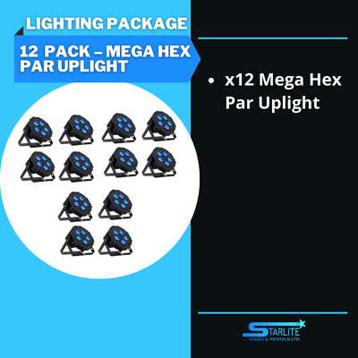 12 PACK - Mega Hex Par Uplight - Starlite Sales and Rentals