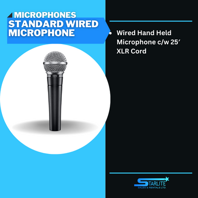 Standard Wired Handheld Microphone - Starlite Sales and Rentals