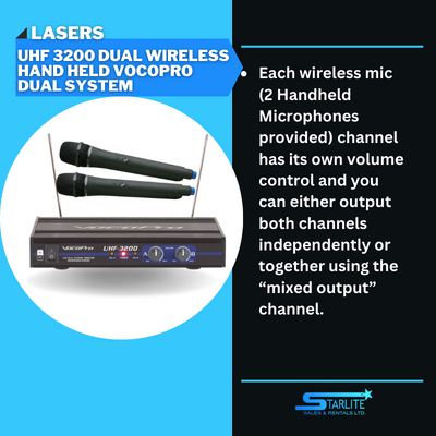Dual Wireless Handheld Microphone - Starlite Sales and Rentals