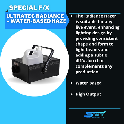 Ultratec Radiance Hazer - Water-Based Haze - Starlite Sales and Rentals