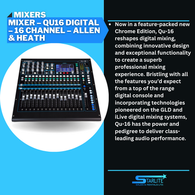 A&H QU16 DIGITAL Mixer - 16 Channel Mixer - Starlite Sales and Rentals